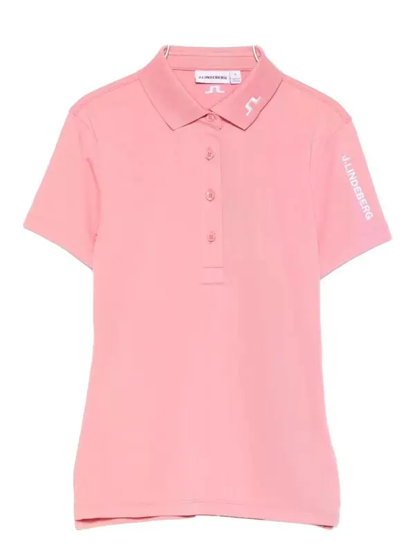 J. Lindeberg Tour Tech Button Polo Top - Pink