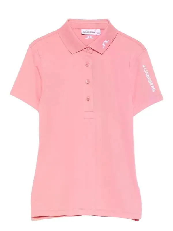 J. Lindeberg Tour Tech Button Polo Top - Pink