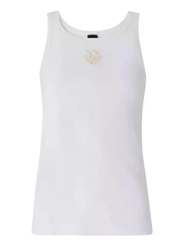 Pinko Love Birds Embroidered Tank Top - White