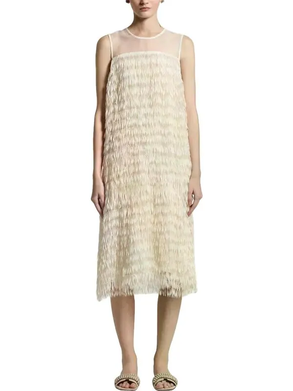 Peserico Fringed Midi Dress - Neutrals