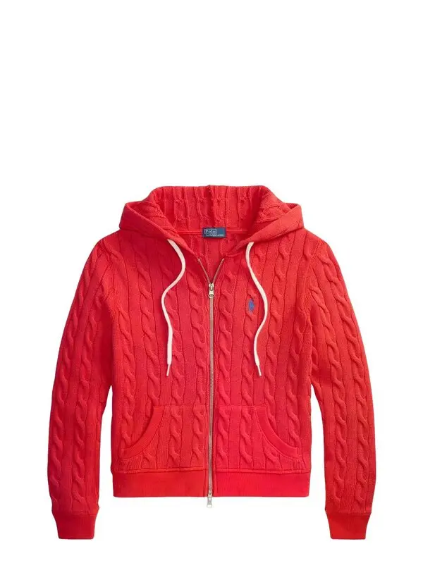 Polo Ralph Lauren Zip-up Cable-knit Hoodie - Red