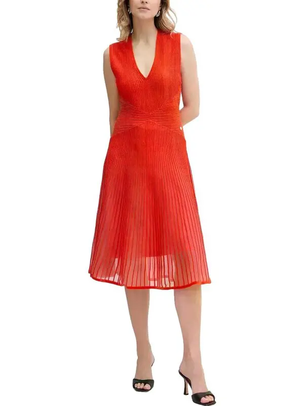 Karl Lagerfeld V-neck Pleated Dress - Red