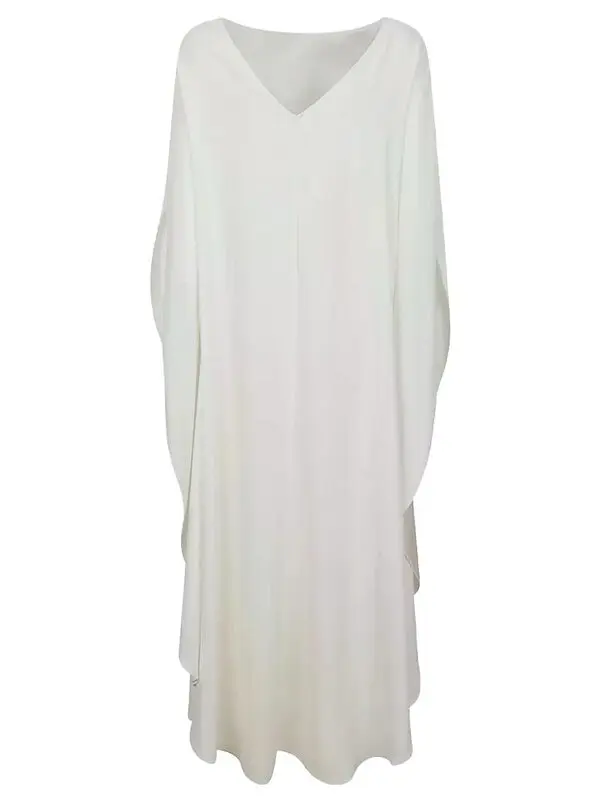 GIANLUCA CAPANNOLO Asymmetric Sleeve V-neck Dress - White