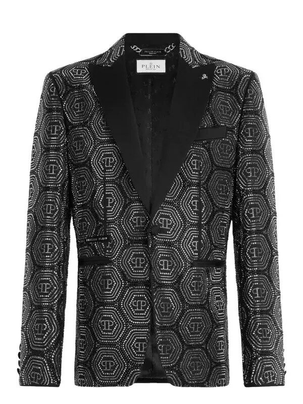 Philipp Plein Monogram Embellished Blazer - Black