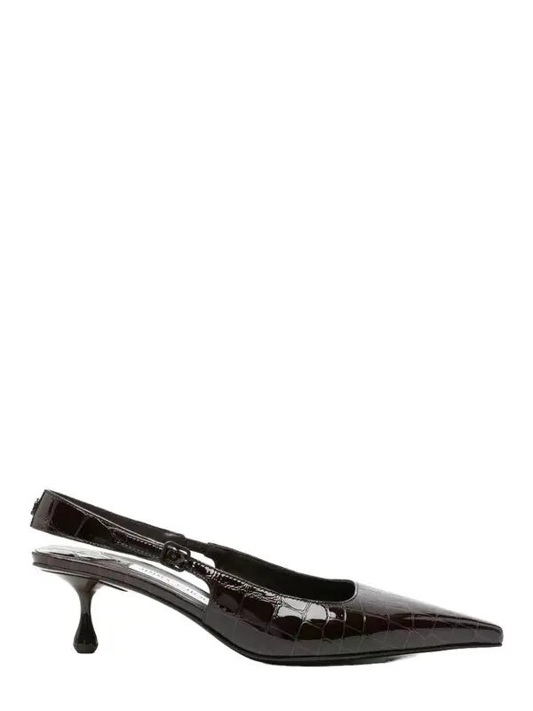 JIMMY CHOO Amel Crocodile-effect Slingback Pumps - Brown