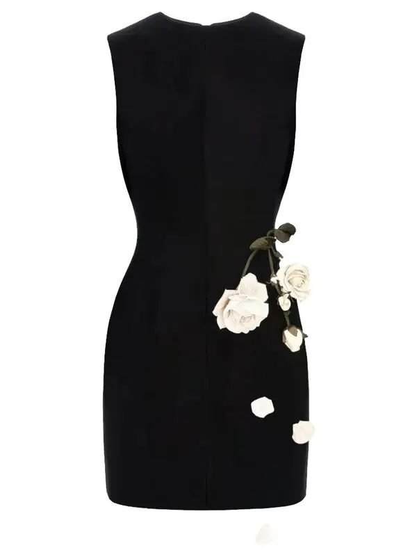 CRISTINA SAVULESCU Rose-appliqué Mini Dress - Black