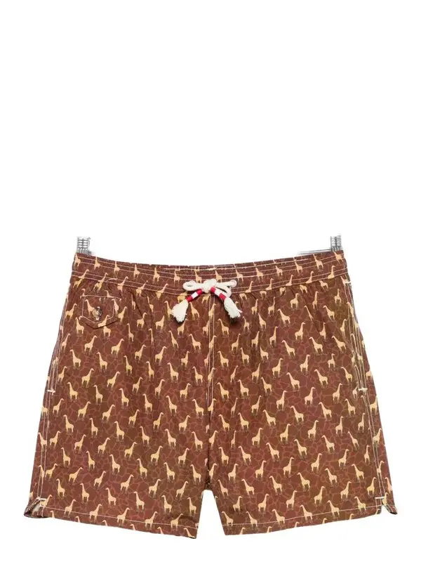 MC2 SAINT BARTH Giraffe Print Swim Shorts - Brown