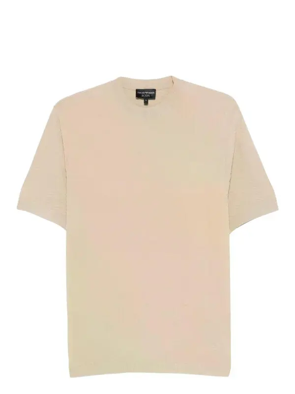 Emporio Armani Textured Short-sleeve T-shirt - Neutrals