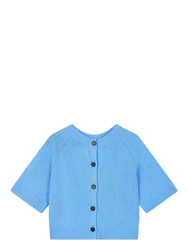 STUDIO TOMBOY Buttoned Short-sleeve Cardigan - Blue