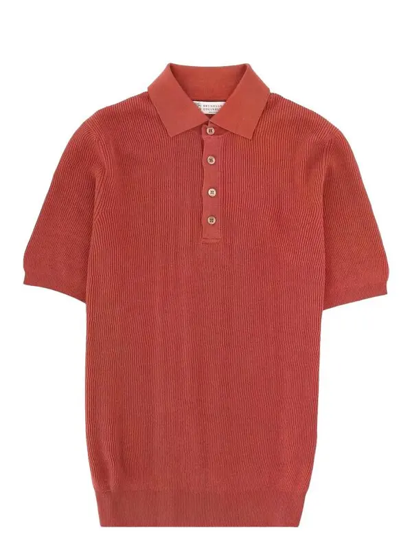 Brunello Cucinelli Ribbed Polo Shirt - Red