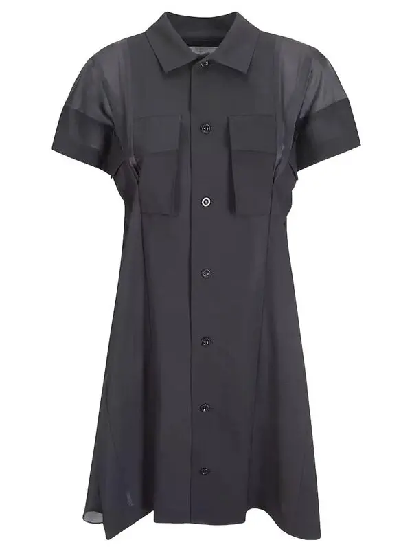 Sacai Pocket Suiting Wool Mini Dress - Grey