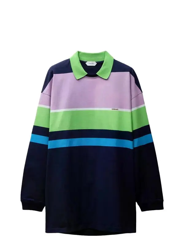 Versace Striped Cotton-jersey Mini Dress - Blue