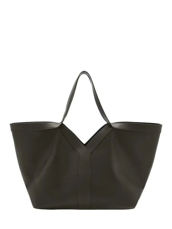 Saint Laurent Large 'y' Leather Tote - Brown