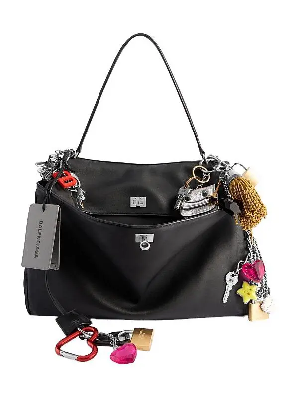 Balenciaga Rodeo Handbag Large With Charms - Black