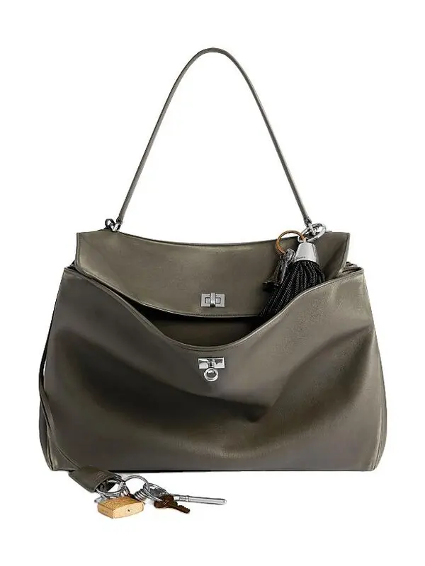 Balenciaga Rodeo Handbag With Charms - Kaki