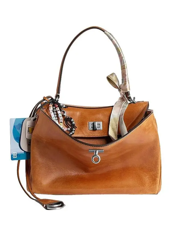 Balenciaga Rodeo Small Handbag With Charms - Tan Cowboy