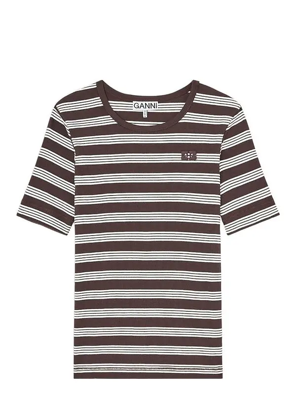 GANNI Striped Tee - Mole