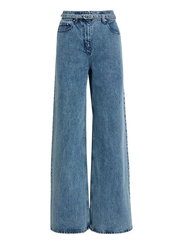3.1 Phillip Lim Belted High-rise Wide-leg Jeans - Mid Denim
