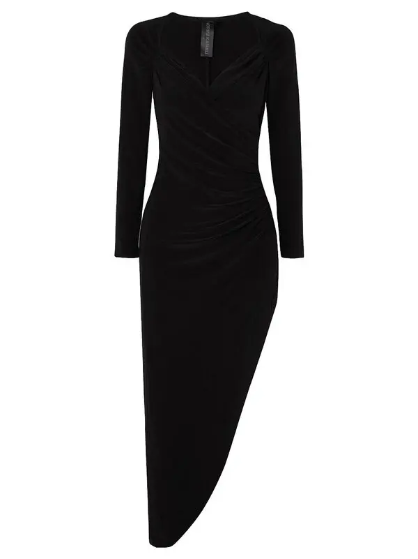 Norma Kamali Draped Stretch-jersey Midi Dress - Black