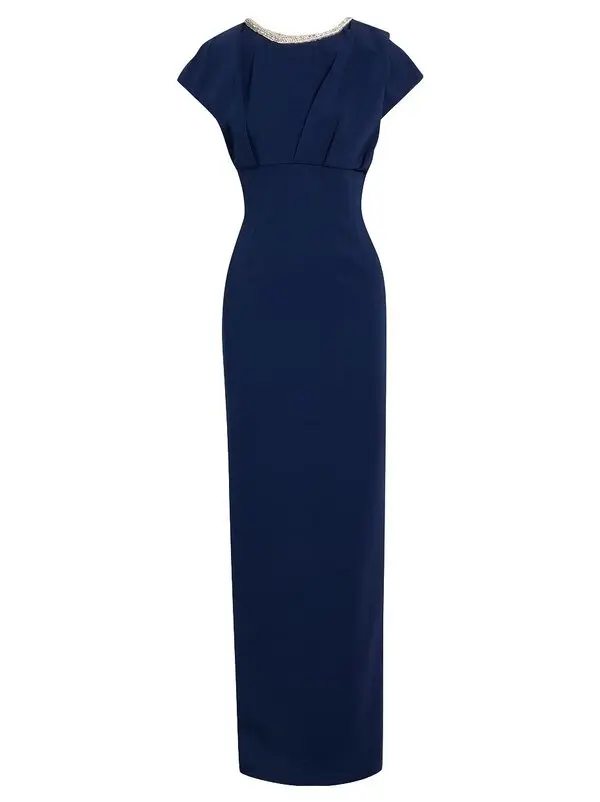 Rachel Gilbert Orion Embellished Draped Gown - Navy