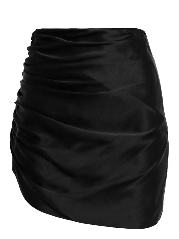 THE SEI Silk-satin Mini Skirt - Black