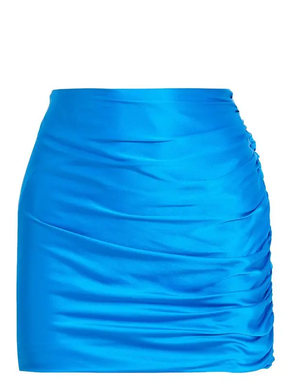 THE SEI Silk-satin Mini Skirt - Bright Blue