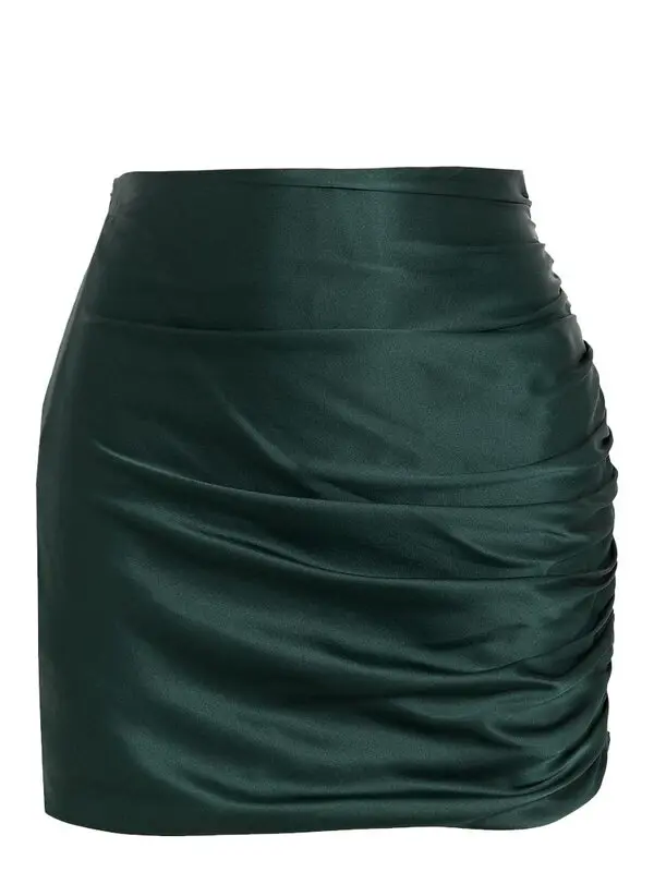 THE SEI Silk-satin Mini Skirt - Dark Green