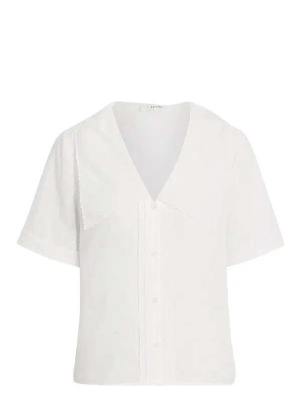 FRAME The Scallop Sailor Ramie Blouse - White
