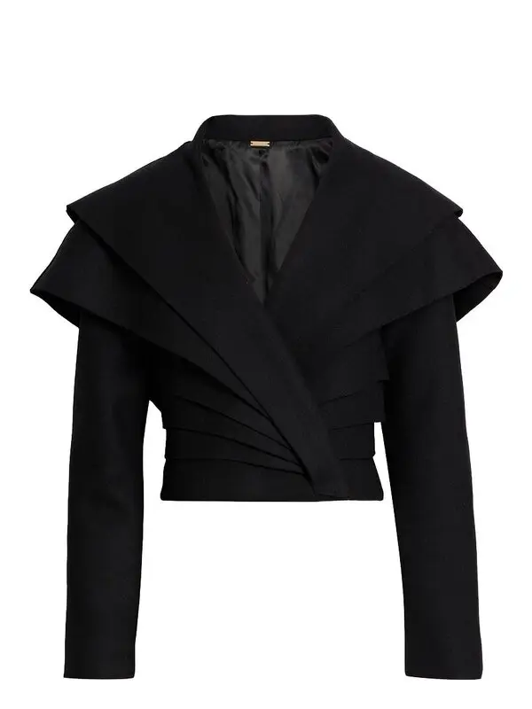 Cult Gaia Sadia Pleated Wool-blend Jacket - Black
