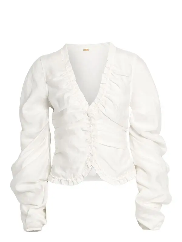 Cult Gaia Adrina Ruched Tencel™-blend Top - Off-white