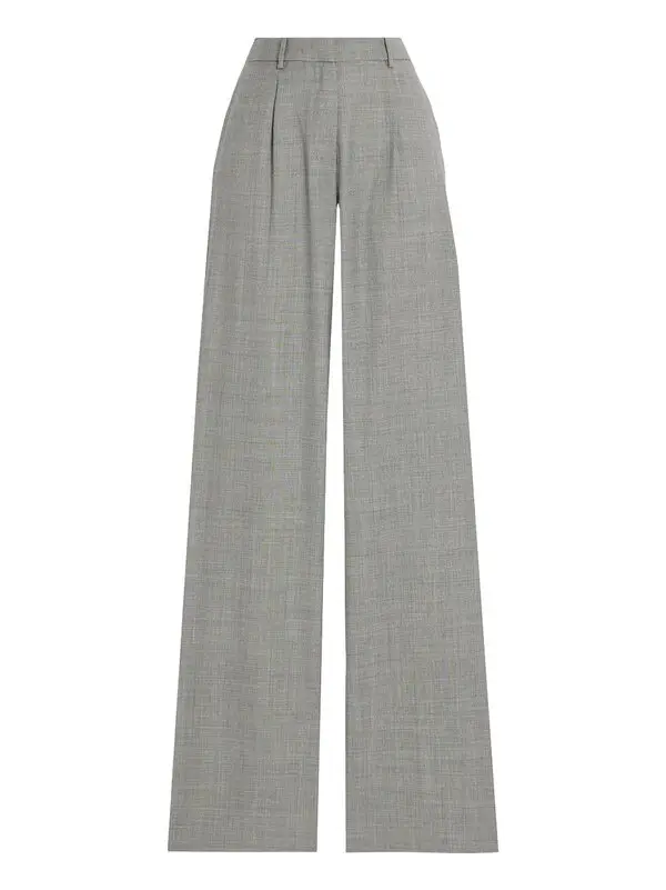 Magda Butrym Pleated Wide-leg Wool-blend Pants - Gray