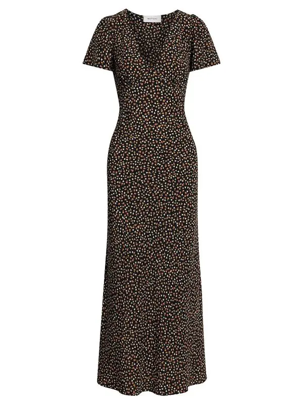 Matteau Floral-print Silk Crepe De Chine Maxi Dress - Black