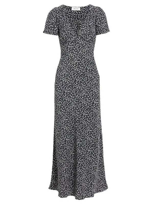 Matteau Floral-print Silk Crepe De Chine Maxi Dress - Navy