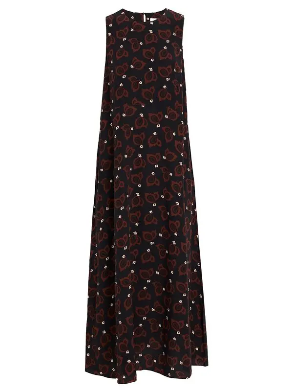 Matteau Printed Silk Maxi Dress - Chocolate
