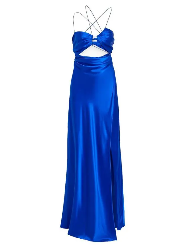 THE SEI Cutout Silk-satin Gown - Bright Blue