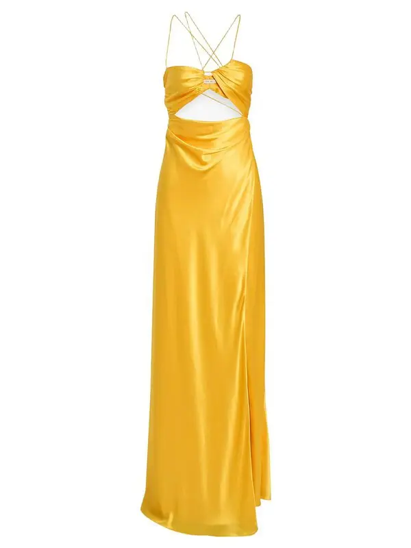 THE SEI Cutout Silk-satin Gown - Saffron