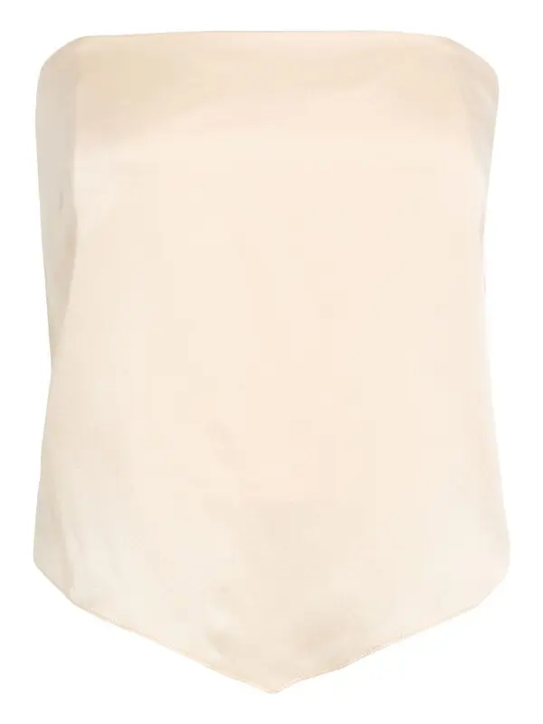 THE SEI Strapless Silk-satin Top - Beige