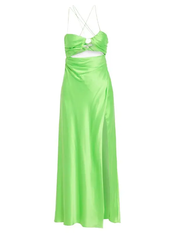 THE SEI Silk-satin Midi Dress - Bright Green