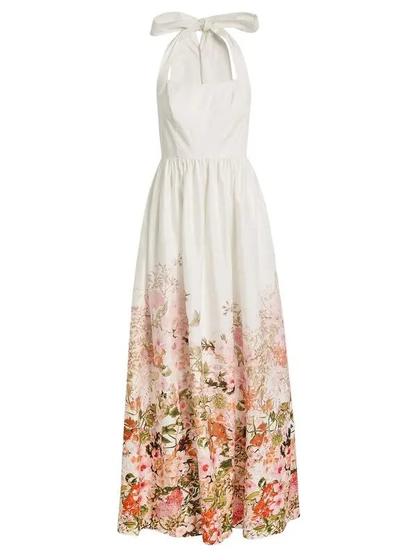 MIKAEL AGHAL Floral-print Halterneck Maxi Dress - White