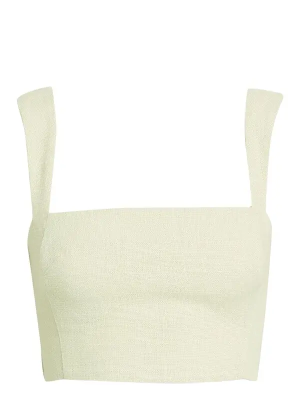 Cult Gaia Camilla Cropped Linen Top - Light Green