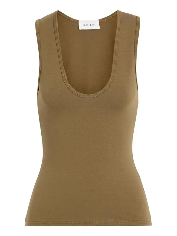 Matteau Stretch-cotton Jersey Tank - Army Green