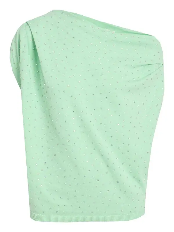 THE SEI Draped Crystal-embellished Cotton Top - Mint