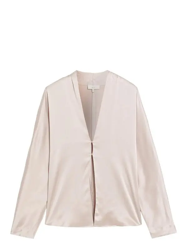 THE SEI Silk-satin Shirt - Stone