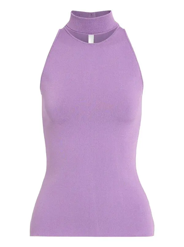 Safiyaa Chascara Cutout Ribbed-knit Top - Purple