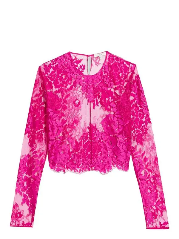 THE SEI Cropped Corded Lace Top - Fuchsia