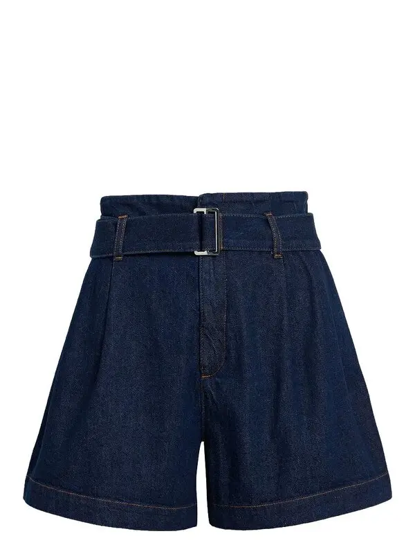 FRAME Paper Bag Belted Denim Shorts - Dark Denim