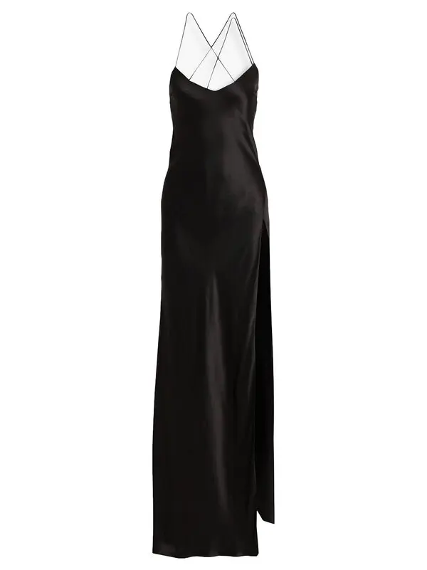 THE SEI Silk-satin Gown - Black