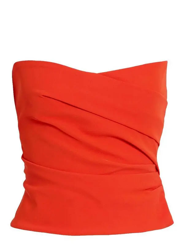 THE SEI Strapless Pleated Crepe Top - Bright Orange