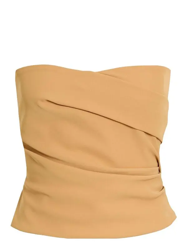 THE SEI Strapless Pleated Crepe Top - Mustard