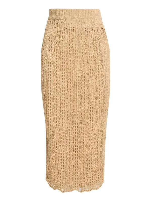 Cult Gaia Dawson Open-knit Wool-blend Midi Skirt - Sand